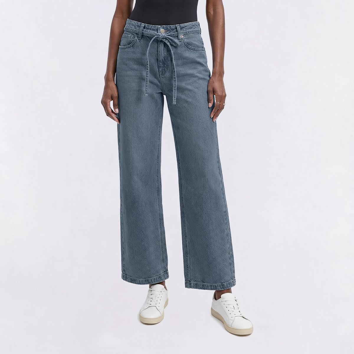 Click here for Womens Royalty Wide Leg Jeans with Tie Belt prices